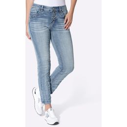 Heine Damen Boyfriend-Jeans, blau, Gr. 50, unifarben, 78% Baumwolle, 20% Polyester, 2% Elasthan, Jeans