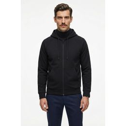 BOSS Green Herren Kapuzensweatjacke "Saggy", schwarz, Gr. M, unifarben, Sweatware, Obermaterial: 95% Baumwolle, 5% Elasthan, Sweatjacken, Regular