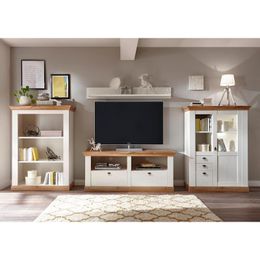 Home Affaire Wohnwand &raquo;Cremona, Anbauwand im Landhausstil, Komplettset, Wohnzimmer-Set&laquo; wei&szlig; B/H/T: 376cmcm