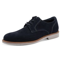 Tamaris Herren Schn&uuml;rschuh, Gr. 40, blau, Veloursleder, Schuhe, Halbschuh mit dezenten Ziern&auml;hten, f&uuml;r Herren