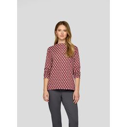Rabe Damen Langarmshirt, rot, Gr. 52, Minimalmuster, bedruckt, Web, Obermaterial: 70% Polyester, 28% Viskose, 2% Elasthan, Shirts, mit grafischem