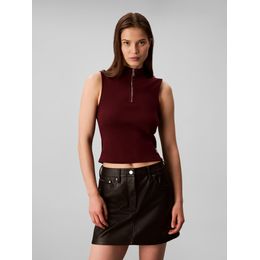 Damen Tanktop "A- WOVEN LABEL SL QZ TOP", rot, Gr. XL, Calvin Klein Jeans, Jersey, Obermaterial: 95% Baumwolle, 5% Elasthan, Tops, Mit