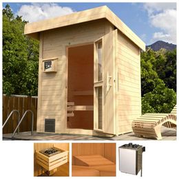 Weka Saunahaus &raquo;Svendborg&laquo; 9-kW-Bio-Ofen mit ext. Steuerung beige Bio-Kombiofen, externe Steuerung, 9 kW
