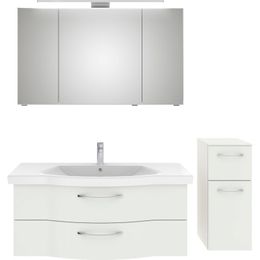 Badm&ouml;bel-Set &raquo;6005 Sprint 3-teilig, Keramik-Waschtisch mit LED-Spiegelschrank&laquo; 4 Stk. tlg. wei&szlig; Holzwerkstoff B/H/T: 152cmcm x 200cmcm x 51,5cmcm