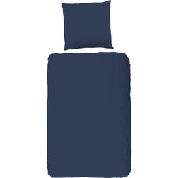 HIP Bettw&auml;sche &raquo; Uni&laquo; 2 Stk. 100% Baumwolle, Mako-Satin, 135x200, Unifarben Wei&szlig;, Rei&szlig;verschluss blau Satin, Obermaterial: 100% Baumwolle B/L: 135cm x