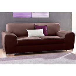 DOMO collection 2-Sitzer &raquo;Ricardo kubisch, modern & elegant, bequem, Federkern, Breite 204cm&laquo; braun B/H/T: 204cm x 81cm x 95cm, Microfaser PRIMABELLE 