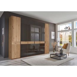 Wiemann Kleiderschrank &raquo;Cardiff&laquo; inkl. T&uuml;rd&auml;mpfung braun Floatglas, Hartfaserplatte, Holzwerkstoff, Massivholz Bianco-Eiche-Nachbildung, B/H/T: 