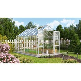 Vitavia Gew&auml;chshaus &raquo;Domus 9900&laquo; mit Doppelschwingt&uuml;ren, bodentiefer T&uuml;rschwelle, 3 mm Sicherheitsglas silber B/H/T: 257cm x 253,9cm x 387cm