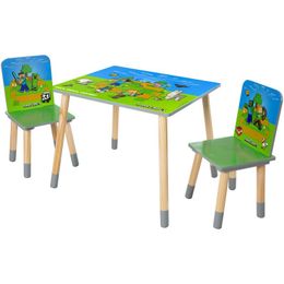 Phoenix Kindersitzgruppe &raquo;Minecraft Sitzgruppe&laquo; 3 tlg. tlg. Set Tisch mit 2 St&uuml;hlen MDF, Massivholz B/H/T: 60cm x 49cm x 50cm