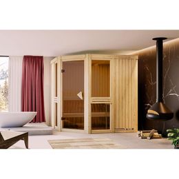 Karibu Sauna &raquo;"Agneta 2" naturbelassen&laquo; aus hochwertiger nordischer Fichte und 9 kW Ofen mit integr. Steuerung Saunaofen, integrierte Steuerung, 400 kW