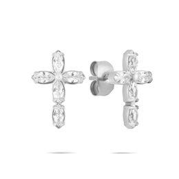 Tamaris Damen Paar Ohrstecker &raquo;Cross, Kreuz-Design&laquo; transparent Edelstahl