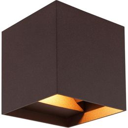 Globo LIGHTING Au&szlig;en-Wandleuchte &raquo;VERONIKA&laquo; LED-Modul 1 Stk. Warmwei&szlig; Au&szlig;enlampe Haus IP54 Gartenbeleuchtung Terrasse braun H: 10cm, 1 Stk.