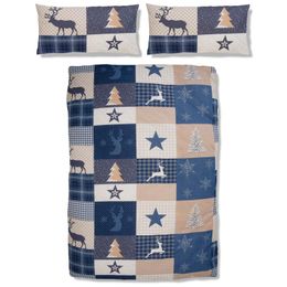OTTO home Bettw&auml;sche &raquo;Nicholas&laquo; 2 Stk. Weihnachtsbettw&auml;sche, Winter, in 3 Qualit&auml;ten verf&uuml;gbar blau Biber, Obermaterial: 100% Baumwolle B/L: 135cm x 