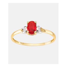 Diamant L'&eacute;ternel Ring aus 375 Gelbgold mit Zirkonia mit Rubin | Gr.: 55