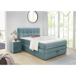 Jockenh&ouml;fer Boxspringbett &raquo;AMY mit Bettkasten, inkl. Bonnell- oder Taschenfederkernmatratze H2-H4&laquo; mit 6 cm Kaltschaum-Topper, Samt-Bezug, 120x200 und 140x200 cm 