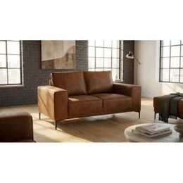 OTTO home 2-Sitzer &raquo;OLAND Luxus-Microfaser, Sofa, B: 164 cm, Skandi-Design&laquo; 164 cm, Wellenunterfederung, Skandi-Design, Metallf&uuml;&szlig;e braun 100% 