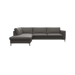 FLEXLUX Ecksofa &raquo;Fiore, L-Form, bequem und komfortabel durch hochwertigem Sitzaufbau&laquo; breite Armlehnen, Kaltschaum, F&uuml;&szlig;e Alu+schwarz grau 100% 
