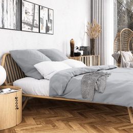 Bettw&auml;sche &raquo; Sommer Bettw&auml;sche Mako-Satin Baumwolle&laquo; 2 Stk. 135x200 cm, 155x220 & &Uuml;bergr&ouml;&szlig;en I inkl. Kissenbez&uuml;ge 80x80 grau Mako-Satin, Obermaterial: