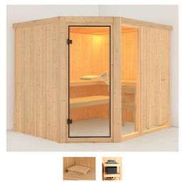 Karibu Sauna &raquo;Frigga 3&laquo; Set, ohne Ofen beige ohne Ofen, (ohne Ofen)