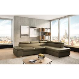 Sit & More sit&more Ecksofa &raquo;Valantine L-Form, B: 272 cm, Leder, mit Arm- und Kopfteilverstellung&laquo; mit Schlaffunktion, Komfortsofa, modern gr&uuml;n NaturLEDER ;