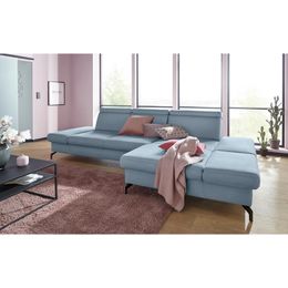 Sit & More sit&more Ecksofa &raquo;Brisbane L-Form&laquo; Fu&szlig;h&ouml;he 12 cm, inklusive Sitztiefen-, Armteil- und Kopfteilverstellung blau Soft clean (98% Polyester, 2% Polyamid)