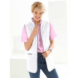 Classic Basics Damen Steppweste, wei&szlig;, Gr. 56, gemustert, mehrfarbig, unifarben, 100% Polyester, Westen