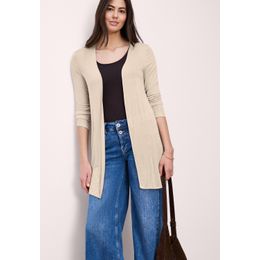 Street One Damen Longstrickjacke, beige, Gr. 46, unifarben, Stoff, 91% Viskose, 9% Elasthan, Strickjacken, aus softer Viskose