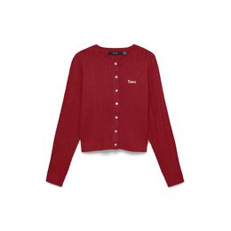 V&eacute;ro Moda VERO MODA Damen Strickjacke "VMGOLD CABLE LS O-NECK CARDIGAN", rot, Gr. XS, Strick, Obermaterial: 50% Viskose, 28% Polyester, 22% Nylon,