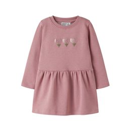 name it M&auml;dchen Minikleid "NMFNIBO LS SWEAT DRESS BRU", rosa, Gr. 110, bedruckt, Obermaterial: 60% Baumwolle, 40% Polyester, Kleider,