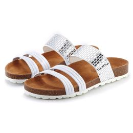 Lascana Damen Pantolette "Mule, Sandale, offener Schuh, Sommerschuh", Gr. 37, wei&szlig;, Obermaterial: 100% Textilmaterial. Decksohle: 100% Rindsleder.