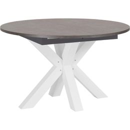 M&auml;usbacher Esstisch, Untergestell Sternform grau B/H/T: 130cm x 78cm x 130cm, Mittelauszugmit Einlegeplatte, Gestell: Wei&szlig;matt lack