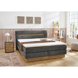 Jockenh&ouml;fer Boxspringbett &raquo;Nika erh&auml;ltlich in der Gr&ouml;&szlig;e 180x200cm&laquo; mit Bettkasten, 7-Zonen-Matratze, Topper, mehrere H&auml;rtegrade w&auml;hlbar grau Bezug Bett: 