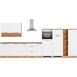 KOCHSTATION K&uuml;chenzeile &raquo;KS-Lana&laquo; 440 cm breit, wahlweise mit oder ohne E-Ger&auml;te wei&szlig; B/H/T: 440cm x 200cm x 60cm, ohne E-Ger&auml;te