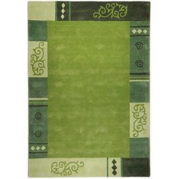 Theko Wollteppich &raquo;Ambadi&laquo; rechteckig 14 mm H&ouml;he reine Schurwolle, handgetuftet, mit Bord&uuml;re, modern gr&uuml;n Schurwolle B : 160cm 1 Stk., 14mm, L: 230cm