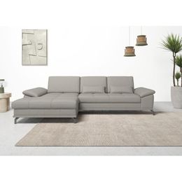 OTTO home Ecksofa &raquo;Costello L-Form, B: 301 cm mit Sitztiefen-, Armteilverstellung &&laquo; 3 Nierenkissen, optional Schlaffunktion & Bettkasten grau Luxus-