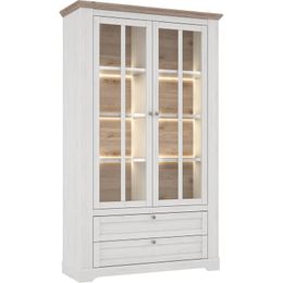 FORTE Vitrine &raquo;Iloppa&laquo; H&ouml;he ca. 209 cm braun FSC -zertifizierter Holzwerkstoff Schnee Eiche / Nelson Eiche, B/H/T: 125,3cm x 209,8cm x 44,3cm, 