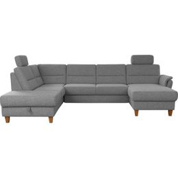 Home Affaire Wohnlandschaft &raquo;Palmera U-Form, B: 308 cm&laquo; optional Schlaffunktion & Bettkasten, Federkern silber 100% Polyester;Struktur (100% Polyester