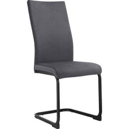 OTTO home Esszimmerstuhl &raquo;Darcel&laquo; () 4 Stk.Freischwinger grau Stoff B/H/T: 43cm x 100cm x 60cm, 4 Stk., Veloursstoff Samtoptik