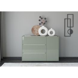 set one by Musterring Sideboard &raquo;Reno&laquo; 1 Stk. tlg. Mit Gleitern und in verschiedenen Farben erh&auml;ltlich gr&uuml;n Glas, Holzwerkstoff B/H/T: 137cm x 94cm x 