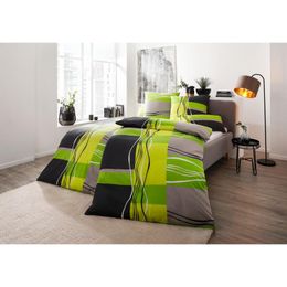 OTTO home Bettw&auml;sche &raquo;Kelian&laquo; 2 Stk. in verschiedenen Qualit&auml;ten, gemusterte Bettw&auml;sche gr&uuml;n Linon, Obermaterial: 100% Baumwolle B/L: 155cm x 220cm, 1