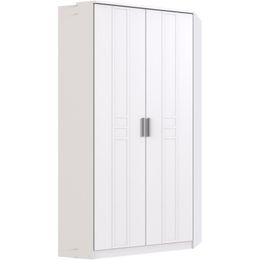 wimex Eckkleiderschrank &raquo;Borkum&laquo; inklusive Einlegeb&ouml;den und Kleiderstangen wei&szlig; Holzwerkstoff Wei&szlig;, B/H/T: 95cm x 199cm x 30cm, T&uuml;ren: 2 Stk.