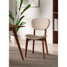 Home Affaire Stuhl &raquo;COZY Made in Italy&laquo; (Set) 2 Stk.Gestell in Buche, Kirsch- oder Nussbaum, Massivholz, Design Stuhl beige Polyester B/H/T: 50cm x 