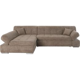 DOMO collection Ecksofa &raquo;MONA 297x173 cm, modern und komfortabel&laquo; whlw. mit Bettfunktion, L-Form braun Struktur fein 100% Polyester;Chenilleoptik 100%