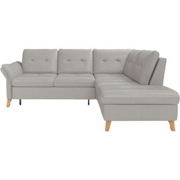 Sit & More sit&more Ecksofa &raquo;G&ouml;teborg&laquo; inkl. Sitztiefenverstellung, wahlweise mit Bettfunktion & Bettkasten grau B/H/T: 250cm x 90cm x 226cm, NaturLEDER Stoff, 