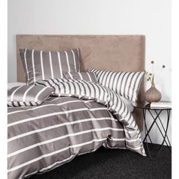 Janine Wendebettw&auml;sche &raquo;Interlock-Jersey59028 3&laquo; mit Reissverschluss braun Interlock-Jersey, Obermaterial: 100% Baumwolle B/L: 155cm x 220cm, 1 Stk., 1 Stk.,