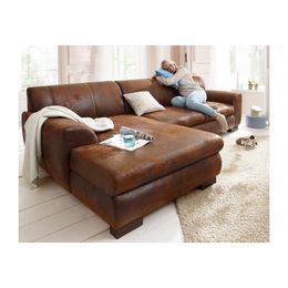 Home Affaire Ecksofa &raquo;Nika zeitlos und elegant, L-Form&laquo; wahlweise mit Bettfunktion, auch in Cord braun Primabelle-Microfaser (100% Polyester);Struktur