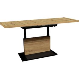 M&auml;usbacher Couchtisch &raquo;Lift Couchtisch&laquo; h&ouml;henverstellbar 56-75cm, Breite Tischplatte 120-160cm, Metallgestell braun B/H/T: 160cm x 75cm x 70cm, Synchron-Auszug