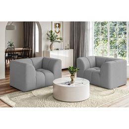 OTTO home Sessel &raquo;TUURE Verl&auml;ssliche Qualit&auml;t, moderne Steppung, Breite 134cm&laquo; Bubble Optik, hoher Sitzkomfort, Wellenunterfederung grau 100% 