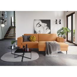 DOMO collection Ecksofa &raquo;Modica kompakt und elegant, Breite 244, L-Form&laquo; Auch in Cord, Fu&szlig;h&ouml;he passend f&uuml;r g&auml;ngige Saugroboter! orange B/H/T: 244cm x 