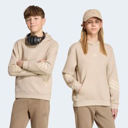 Jungen Kapuzensweatshirt "FUTURE ICONS 3-STREIFEN OVERSIZE-HOODIE", beige, Gr. 176, adidas Sportswear, Obermaterial: 53% Baumwolle, 36% Polyester,